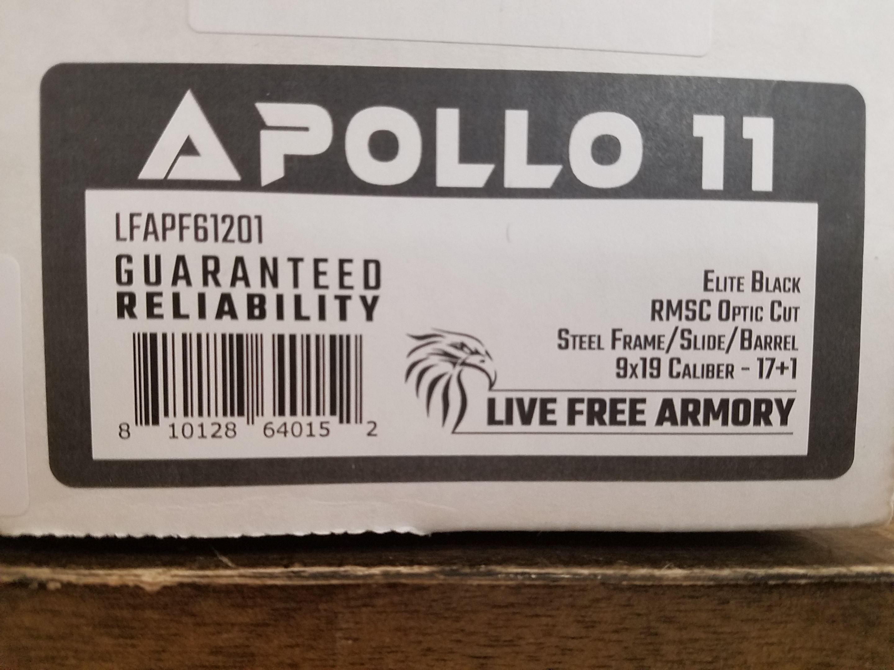 Live Free Armory Apollo 11 LFA Elite Black / Optic Cut 9mm - Semi Auto ...