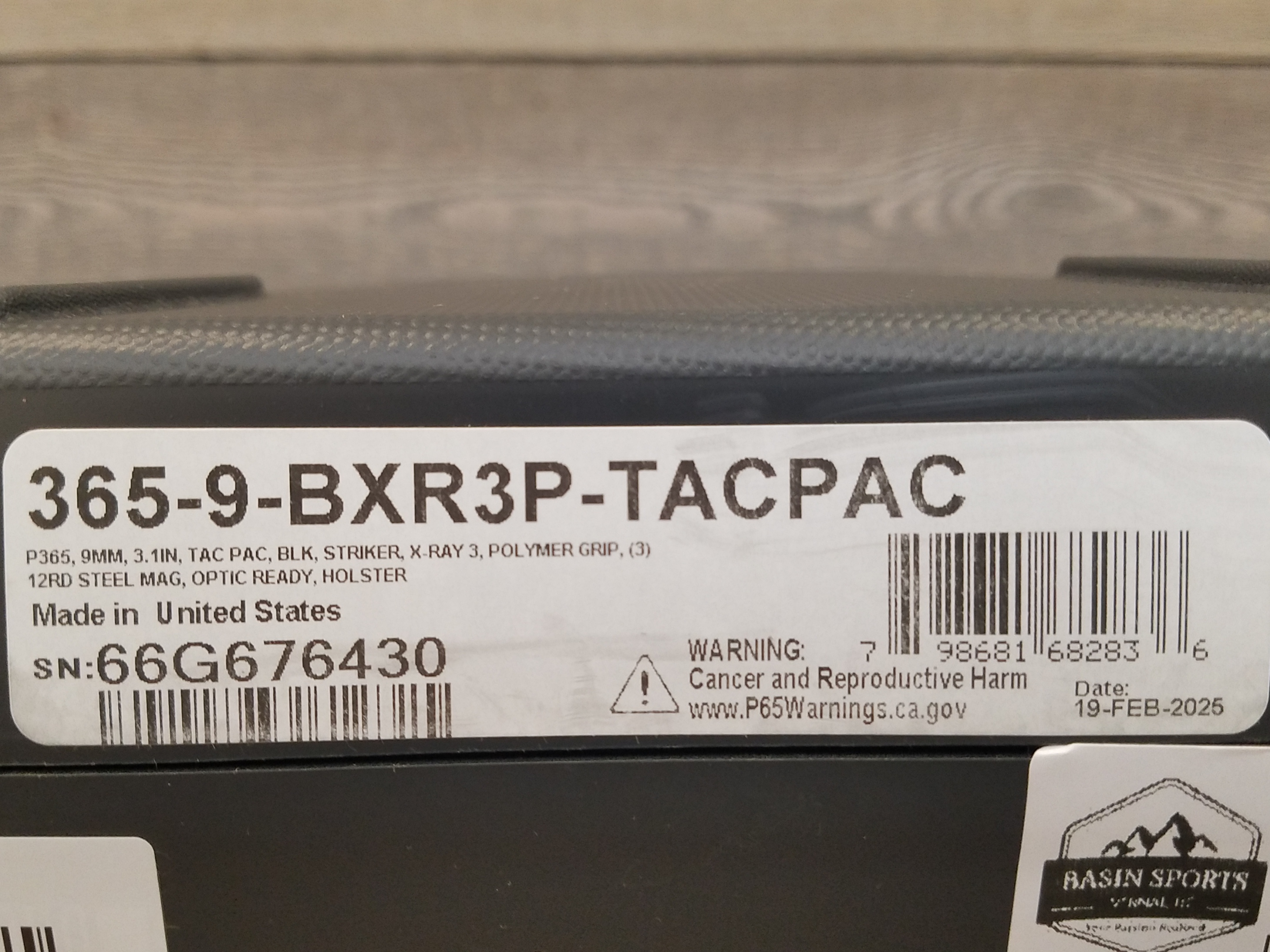 Sig Sauer 365 9mm TacPac With (3) 12 Round Magazines 365-9-BXR3P-TACPAC ...