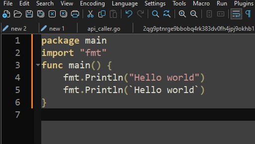 Bug Golang Lexer Doesnt Recognize Backtick Raw String Literals ` · Issue 16609 · Notepad