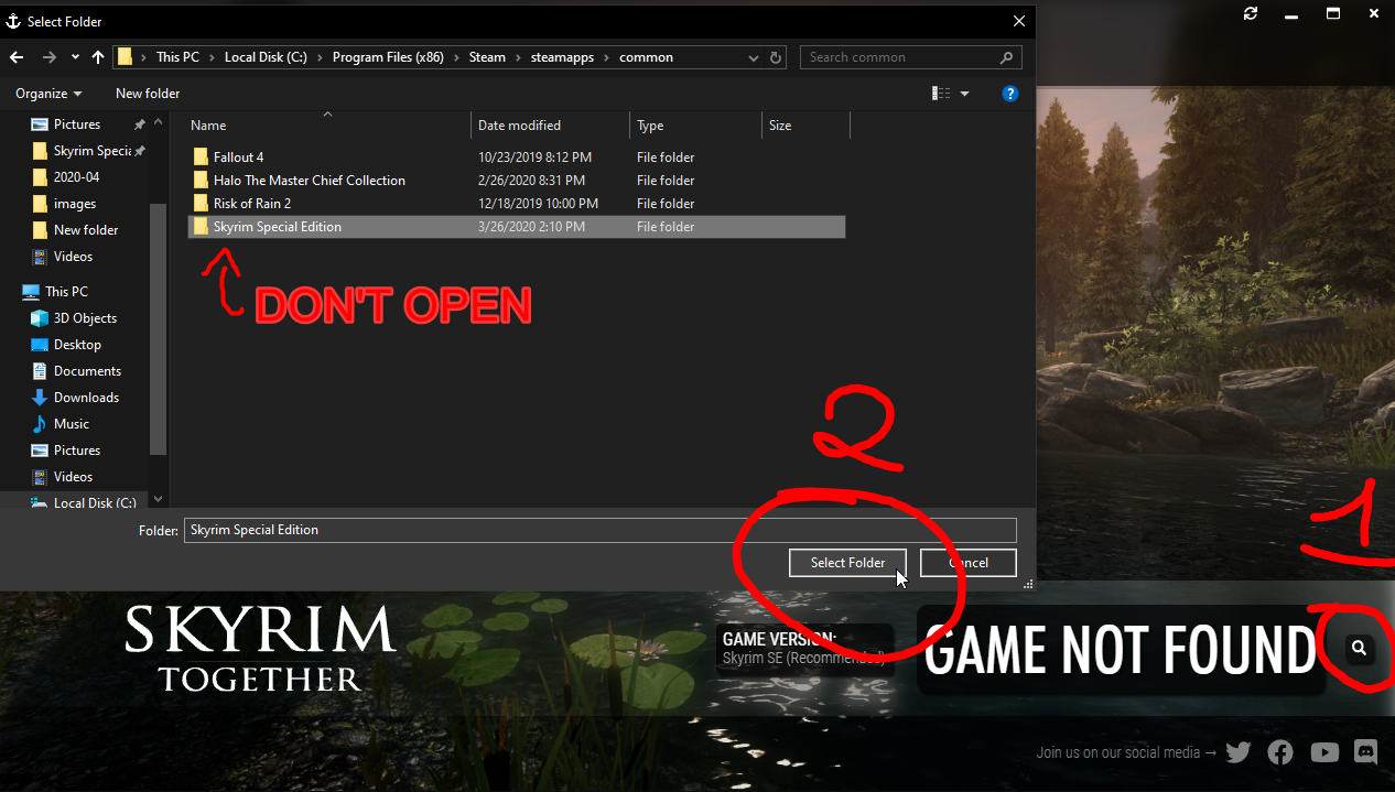 “Game not found” and not appearing in search : r/SkyrimTogether