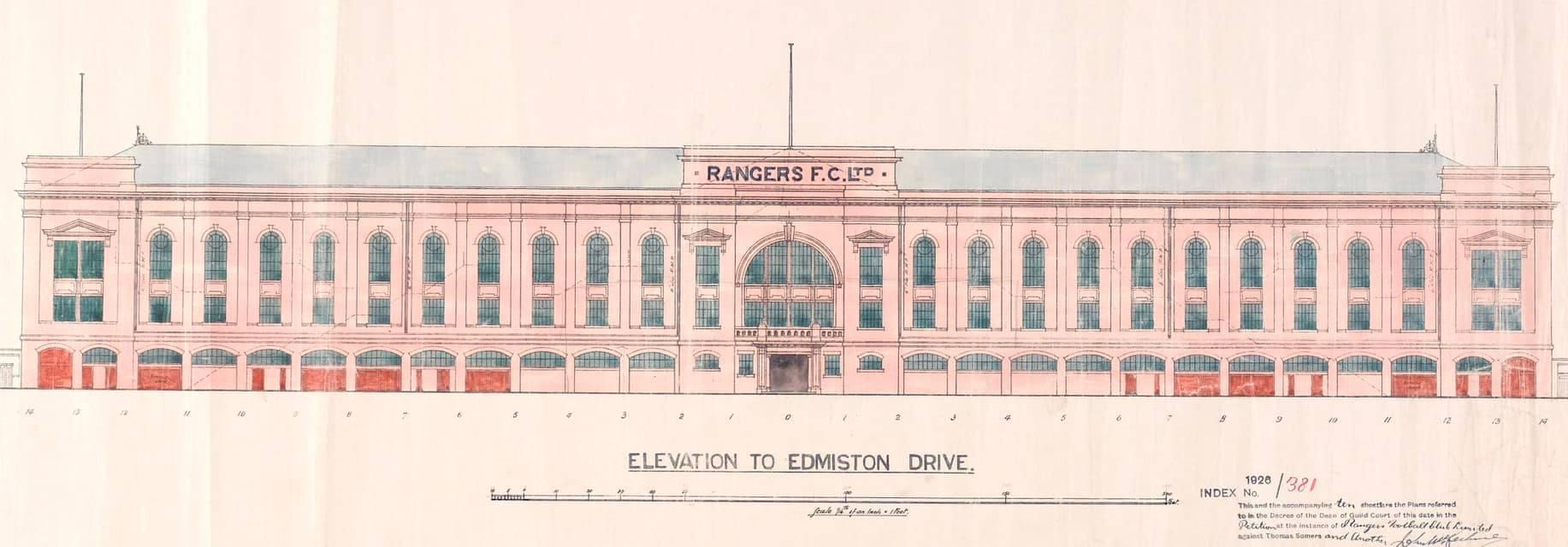 Ibrox Main Stand Elevation drawing | FollowFollow.com