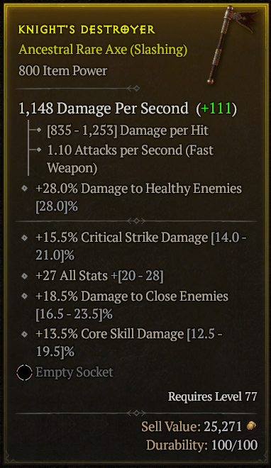 > 810+ 1h Axe