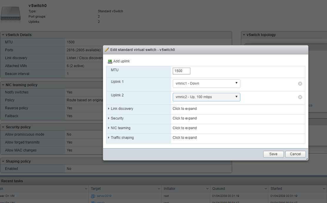 Network card speed | VMware vSphere