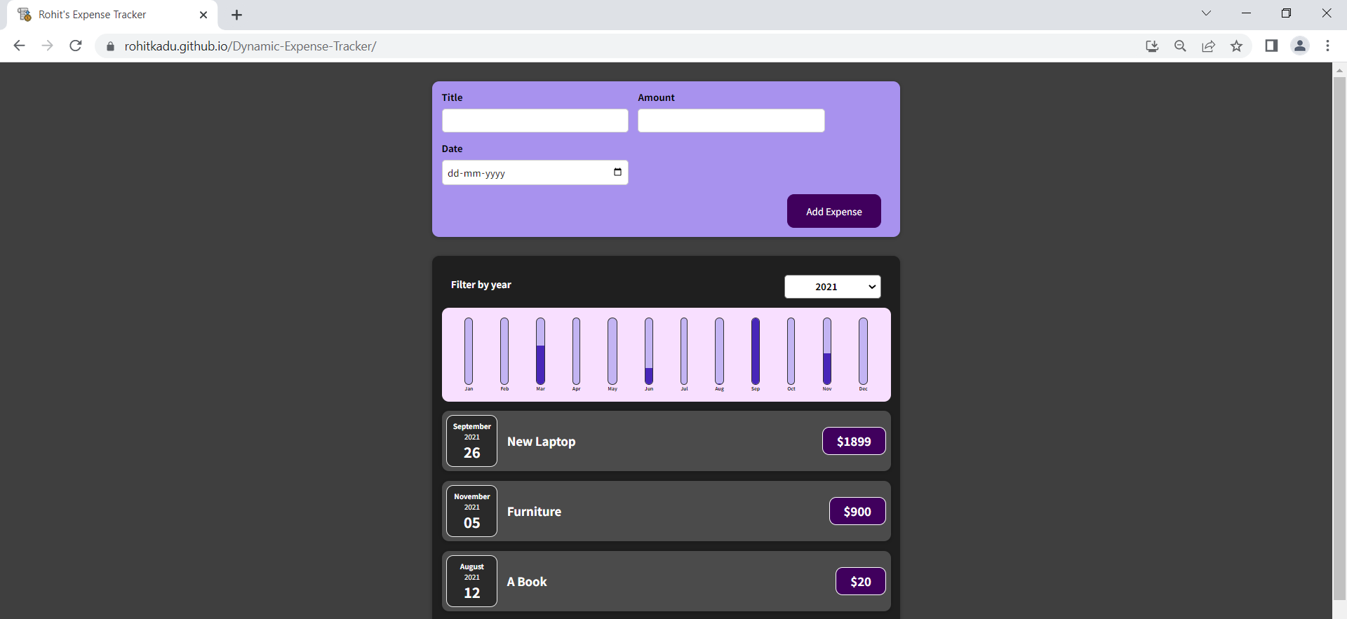 Github Rohitkadudynamic Expense Tracker Dynamic Expense Tracker Using Reactjs