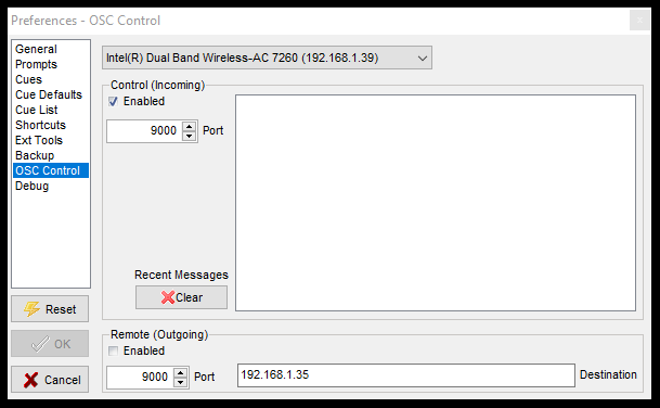 Send OSC via Network