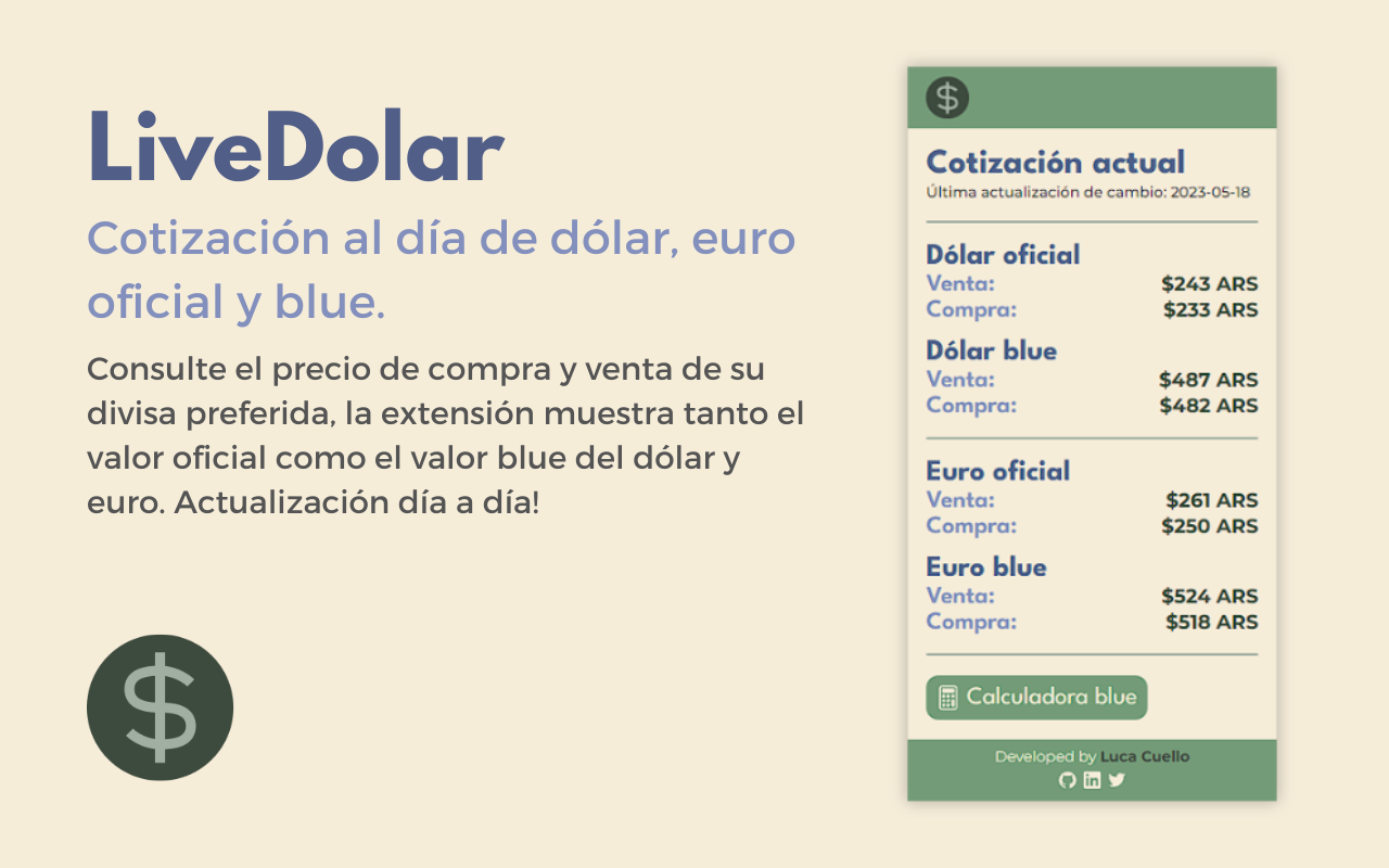 GitHub - LucaCuello/DolarLive: Extensión de Chrome que devuelve la cotización diaria del dólar y ...