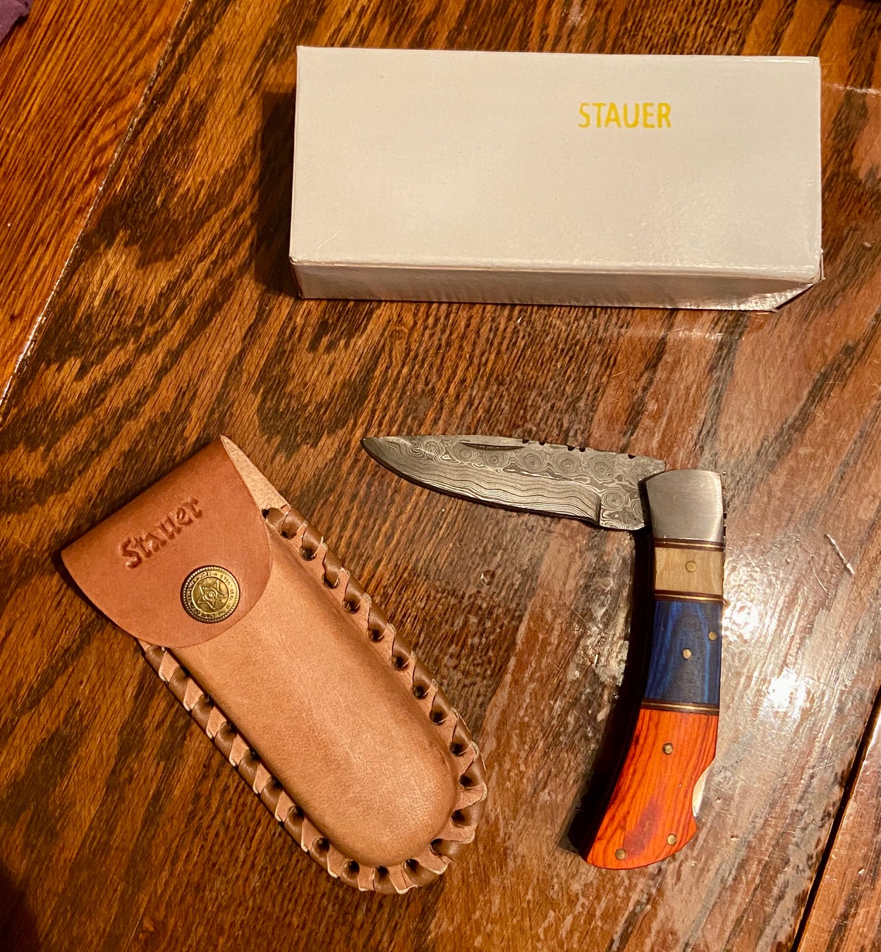 $25 Shipped! New in box Stauer Folding Lock Blade Knife with Damascus ...