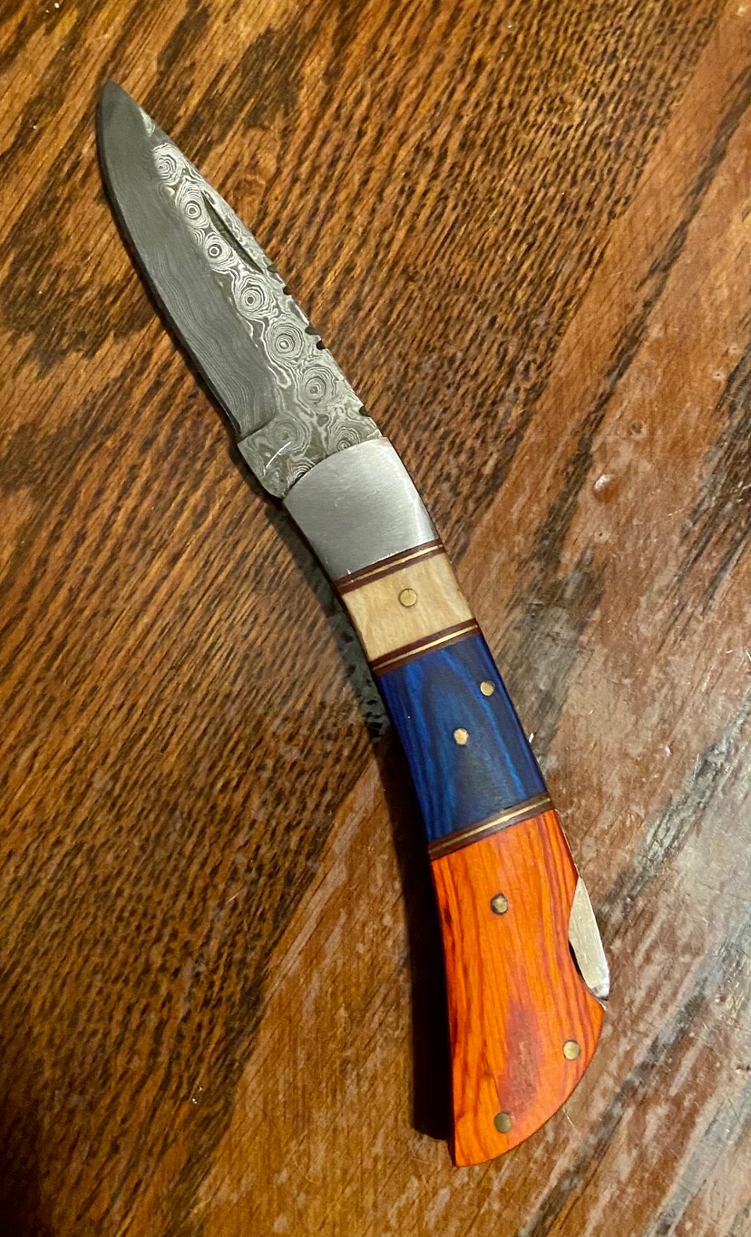 $25 Shipped! New in box Stauer Folding Lock Blade Knife with Damascus ...