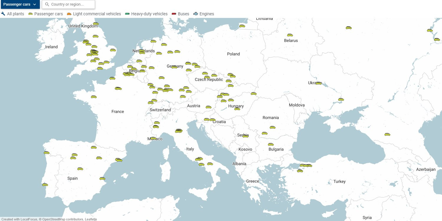 Automotive industry maps (Europe region) - WAFF - World Armed Forces Forum.