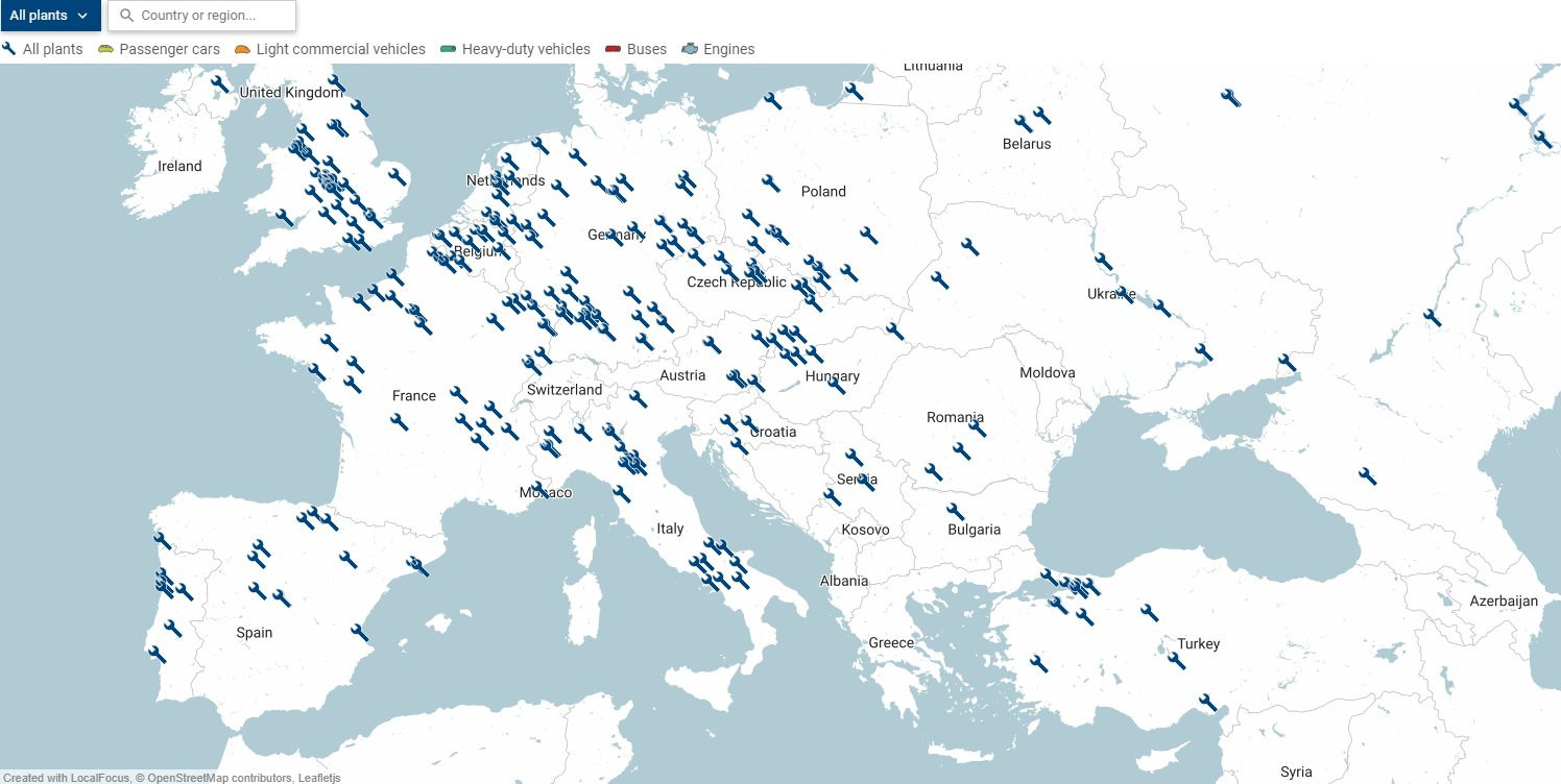 Automotive industry maps (Europe region) - WAFF - World Armed Forces Forum.