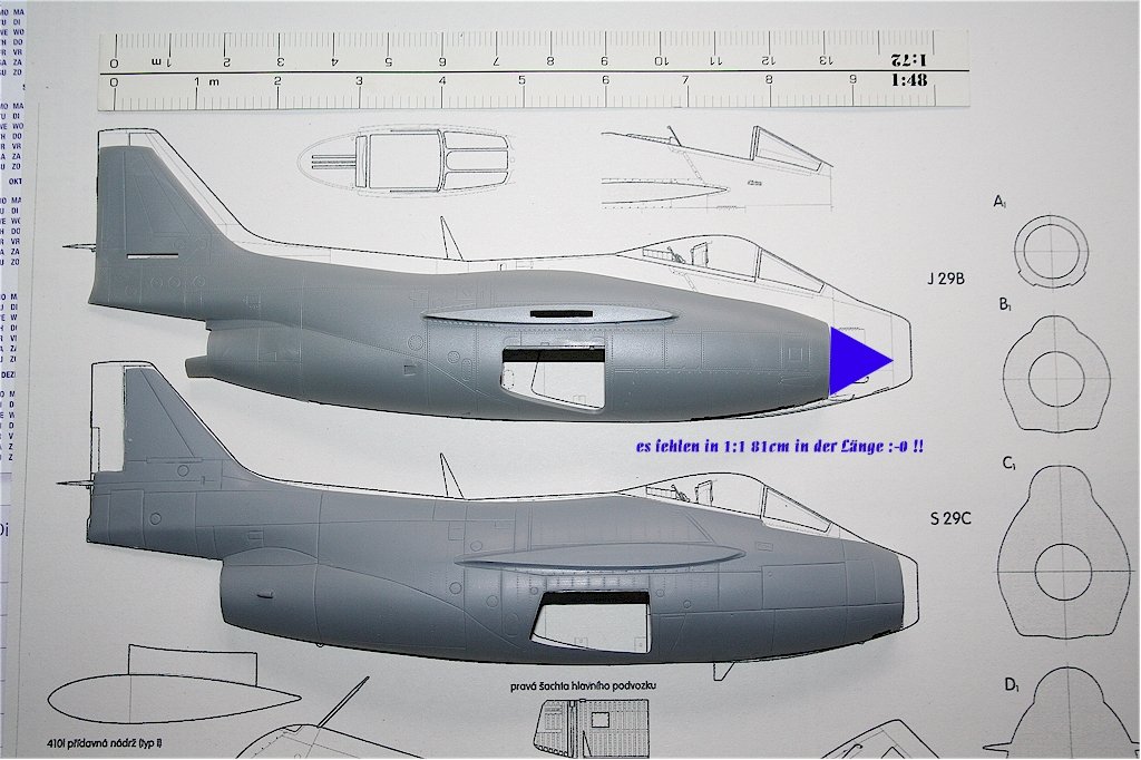 Saab J.29B - HobbyBoss with scale 1:51,xx and not 1:48 - Ready for ...