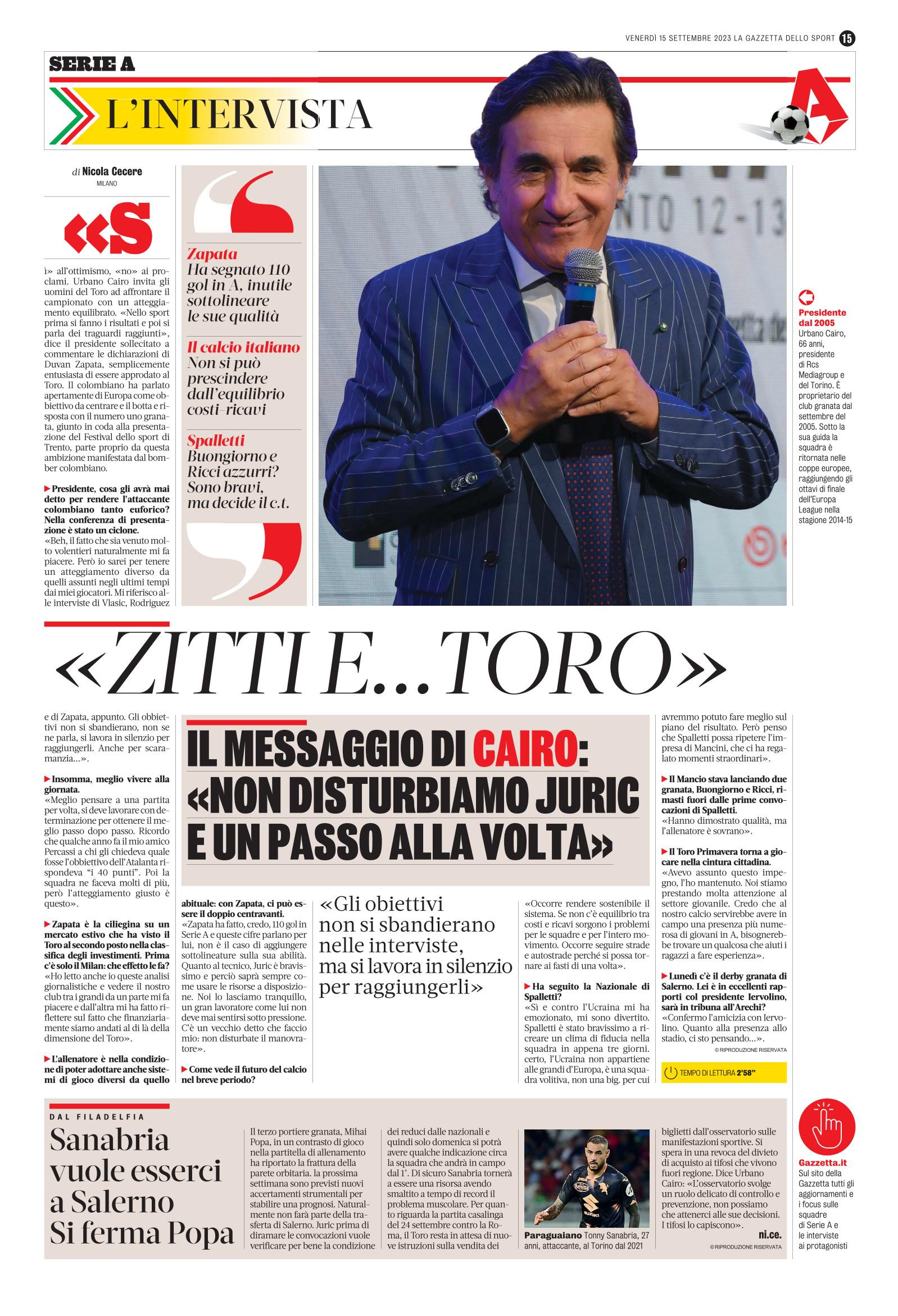 15/09/2023 - Sempre Forza Toro!