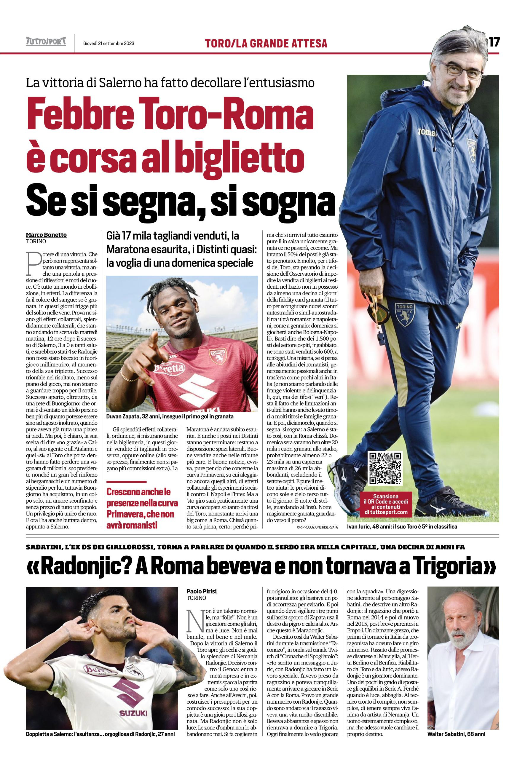 21/09/2023 - Sempre Forza Toro!