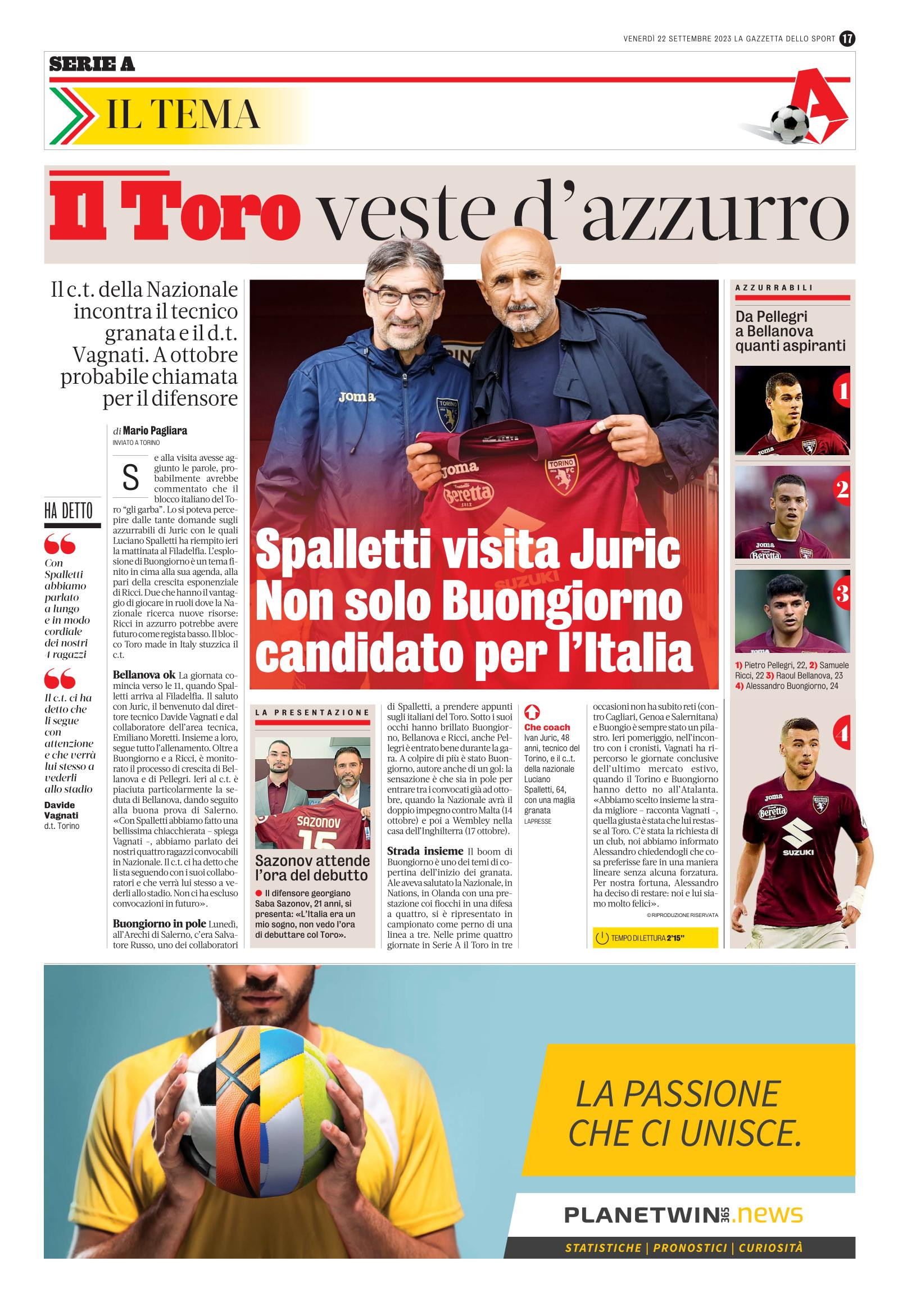 22/09/2023 - Sempre Forza Toro!