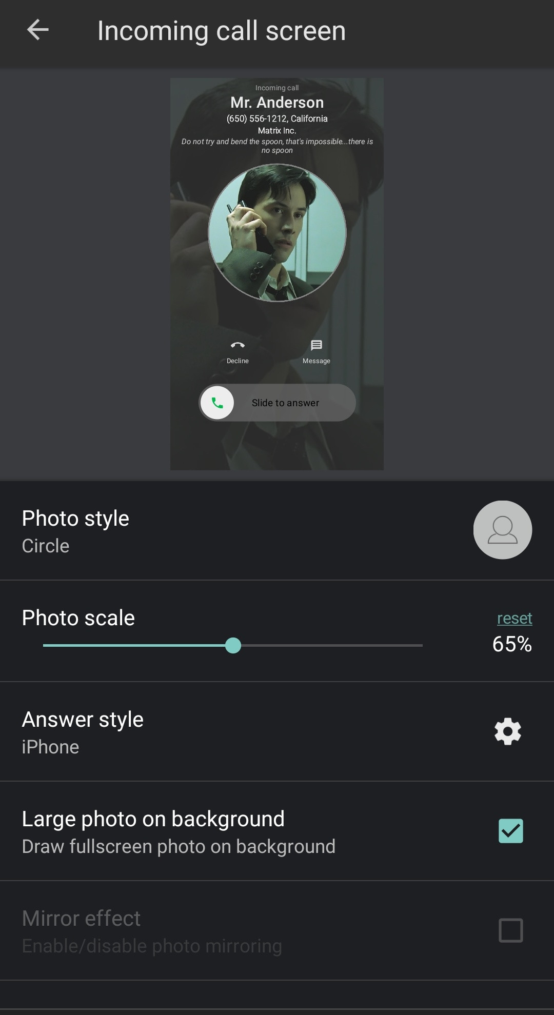 Caller screen : androidapps