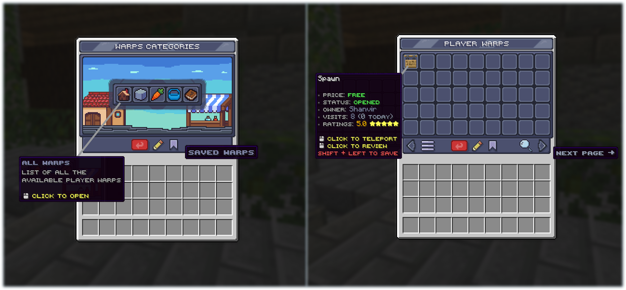 PlayerWarps Menu | Config & Textures | BuiltByBit