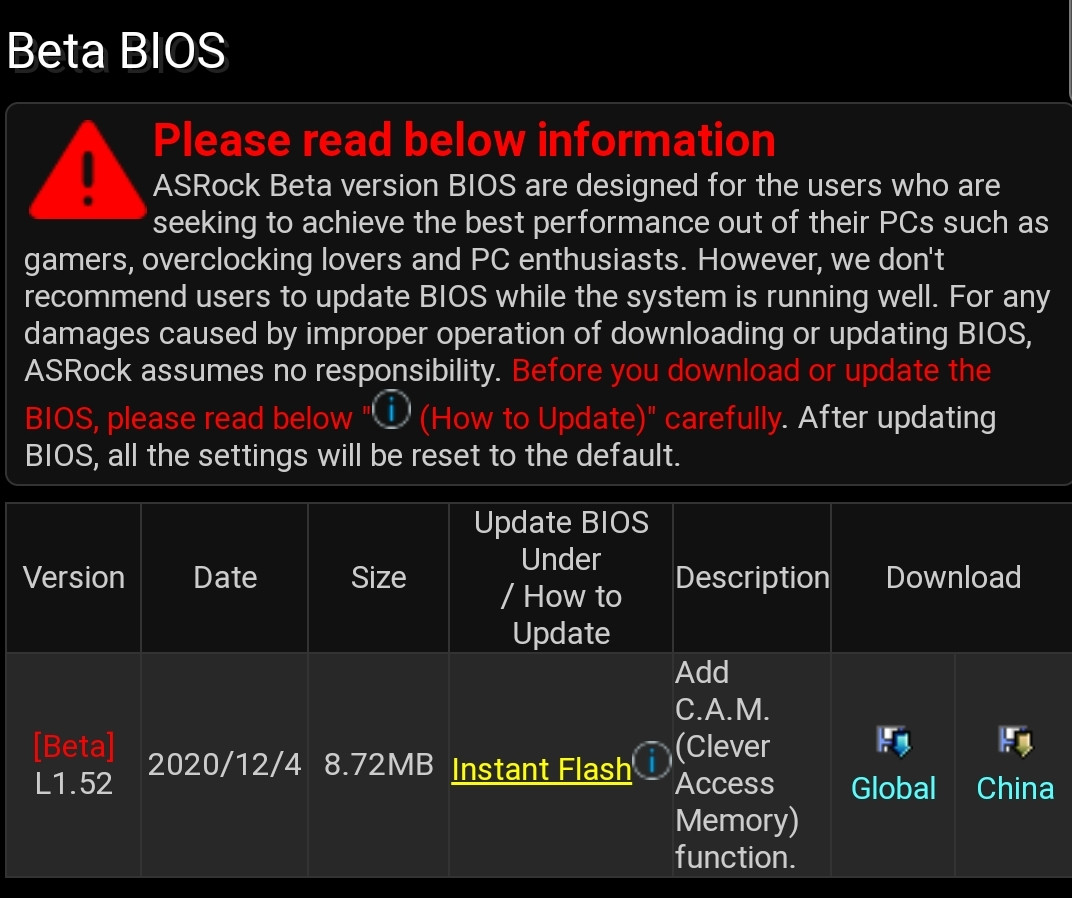 Z490 Pro4 BIOS update to support SAM : r/ASRock