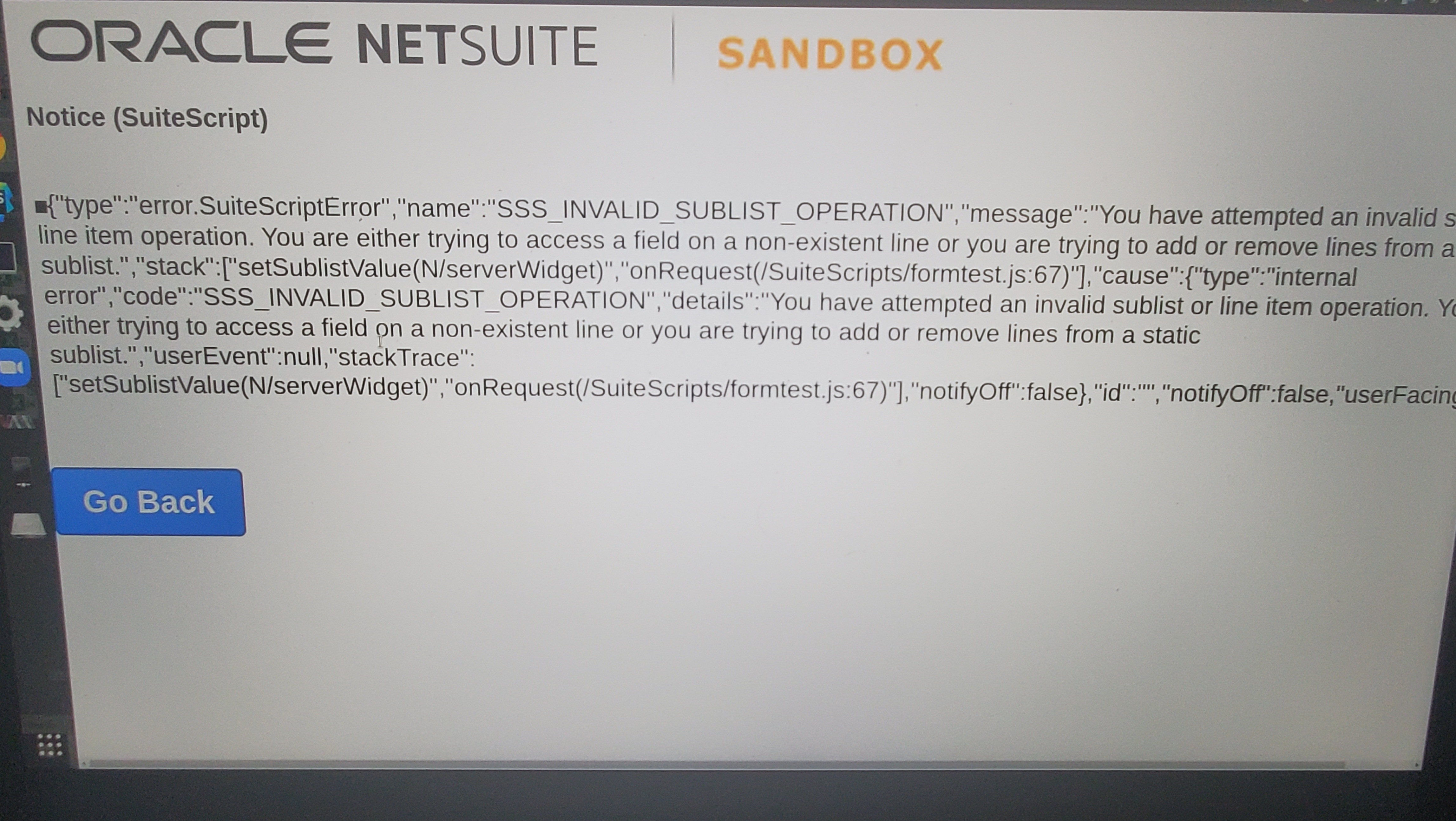 Read Only Sublist In Suitelet R Netsuite